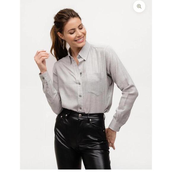 Tops | Sarah Alexandra Weekend Cottoncashmere Button Up In Silver Fox ...